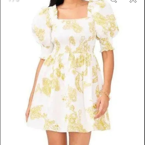 1. State | Dresses | State Womens Paisley Puff Sleeve Smocked Mini ...